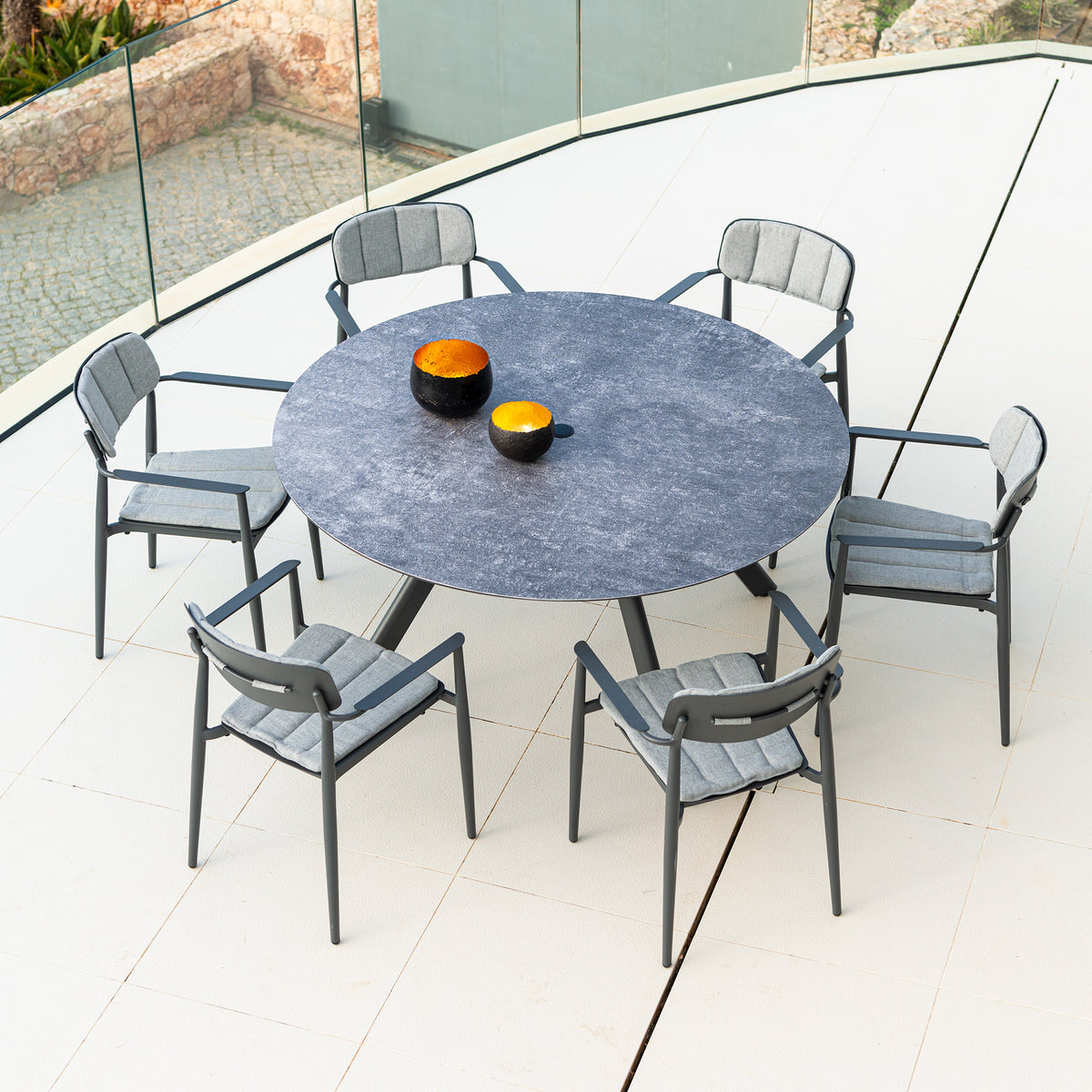 Rimini Round 6 Seater Dining Set with Armchairs | Alexander Rose ...